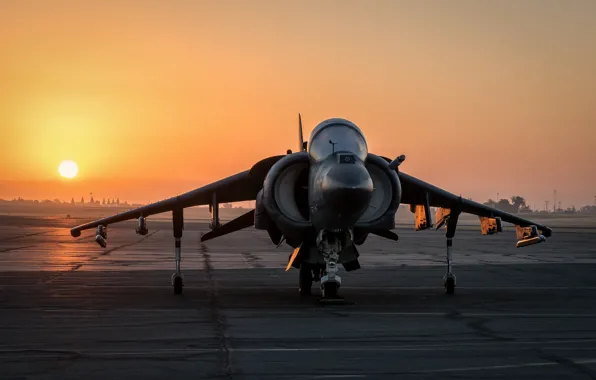 Wallpaper sunset, attack, Harrier II, AV-8B, "Harrier" II images for ...