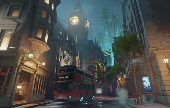 Wallpaper trees, bus, Overwatch for mobile and desktop, section игры ...