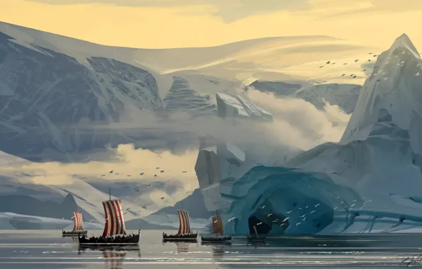 Wallpaper landscape, art, Assassin's Creed, Viking, Ubisoft Montreal ...