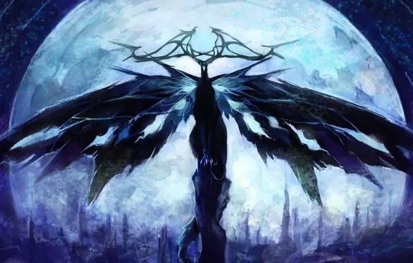 Wallpaper night, wings, the demon for mobile and desktop, section ...