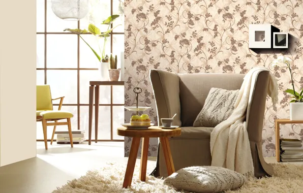 Download wallpaper room, Wallpaper, chair, section interior in ...