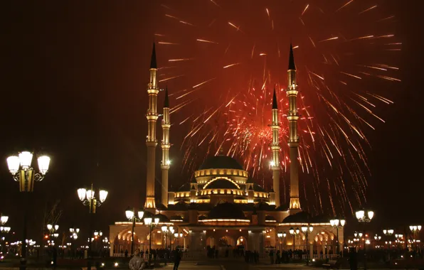 Wallpaper holiday, salute, mosque, Chechnya, Terrible for mobile and ...