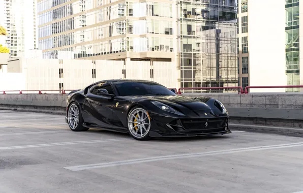 Wallpaper Ferrari, black, parking, Ferrari 812 Superfast, 812 Superfast ...