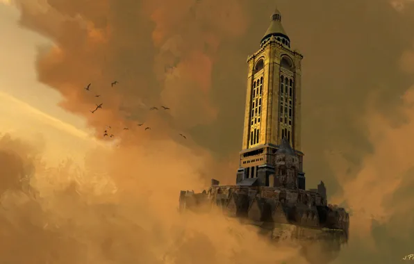 Wallpaper tower, construction, architecture, Floating Tower, starlight ...