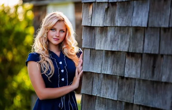 Download Wallpaper Girl Wall Dress Blonde Curls Christopher Rankin