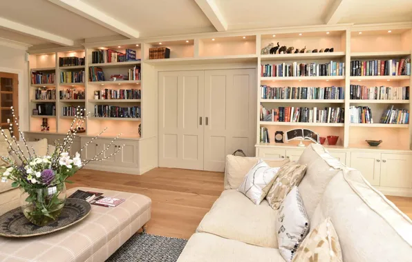 Wallpaper interior, library, living room, bespoke english design ...