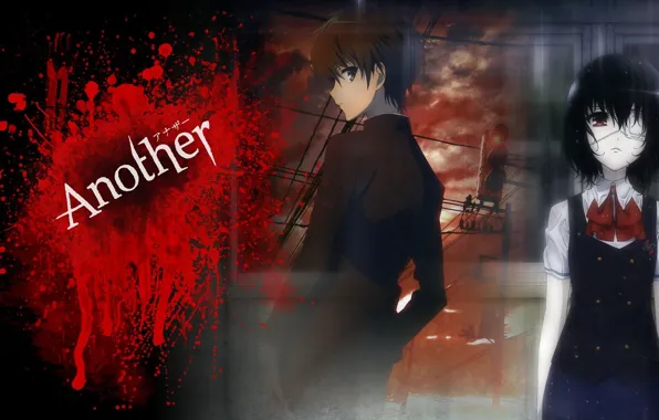 Wallpaper wire, blood, spot, twilight, art, eye patch, other, misaki ...