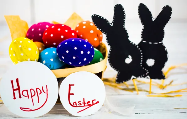 Wallpaper colorful, Easter, happy, spring, Easter, eggs, holiday, bunny ...
