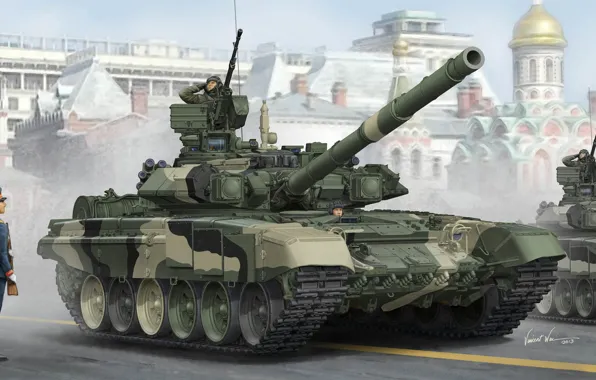 Wallpaper background, art, tank, Moscow, Temple, Red square, Russian ...