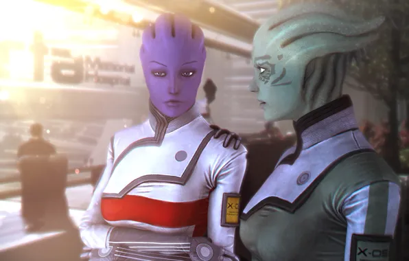 Download wallpaper face, aliens, mass effect, citadel, asari, section ...