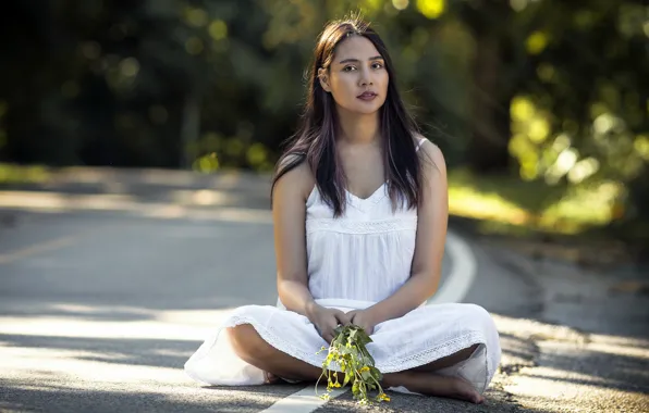 Wallpaper road, summer, girl for mobile and desktop, section девушки ...