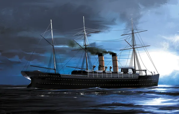 Wallpaper wave, ship, Transatlantic Ships, etruria for mobile and ...