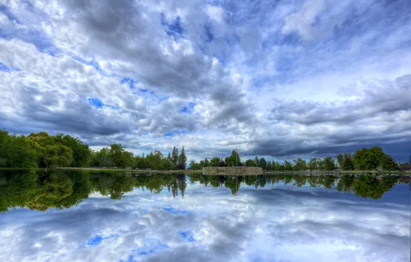 Wallpaper trees, nature, lake, blue sky for mobile and desktop, section ...