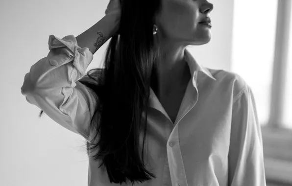 Wallpaper black and white, Marina, Alexander Saparov for mobile and desktop, section девушки ...