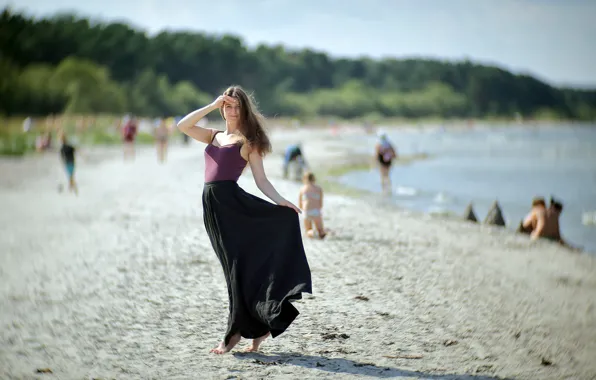 Wallpaper beach, summer, girl for mobile and desktop, section девушки ...