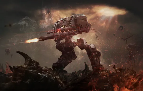 Wallpaper Fire, Blizzard, Terran, Starcraft, Zerg, Goliath, Goliath ...