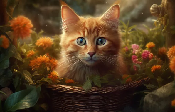 Download wallpaper cat, cat, look, pose, face, AI art, neural network ...