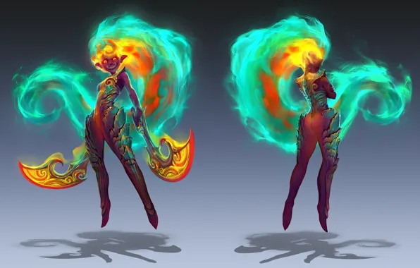 Wallpaper girls, flame, magic, shadow, being, fantasy for mobile and ...