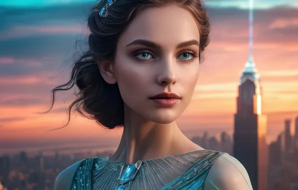 Wallpaper look, girl, pose, portrait, fantasy, AI art, neural network ...