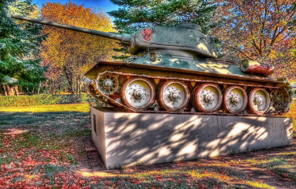 Download wallpaper HDR, monument, T-34 Tank, section weapon in ...