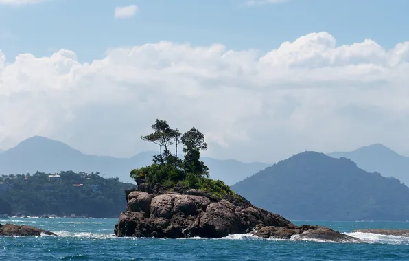 Wallpaper Brazil, Ubatuba, Sao Paulo state, Small Rocky Island for ...