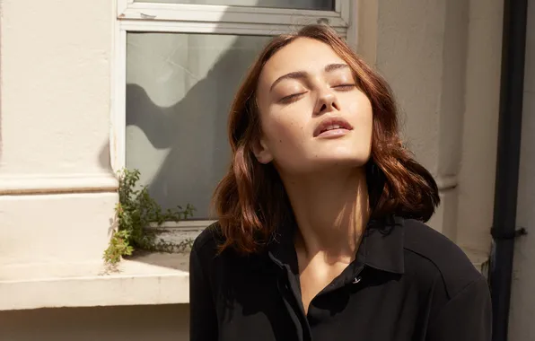 Wallpaper pose, makeup, actress, Ella Purnell, Ella Pernell, background ...