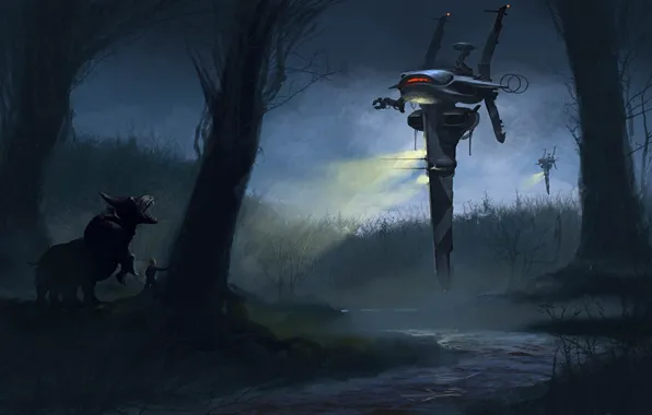 Wallpaper forest, night, monster, camera, The Star Beast for mobile and ...
