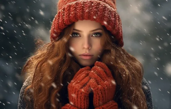 Wallpaper look, girl, face, pose, portrait, AI art, neural network for ...