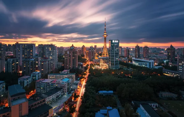 Wallpaper night, the city, lights, China, Harbin images for desktop ...