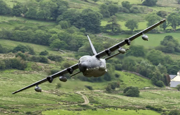 Download wallpaper the plane, Lockheed, military transport, Hercules, C ...