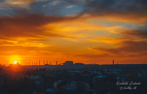 Wallpaper sunset, the evening, sunset, alchevsk, amc for mobile and ...
