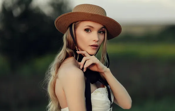 Wallpaper nature, hat, blonde, Anastasia, Alexey Sharov for mobile and desktop, section девушки ...