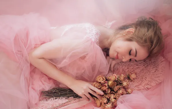 Wallpaper girl, Asian, pink haze, Noxics Image for mobile and desktop ...