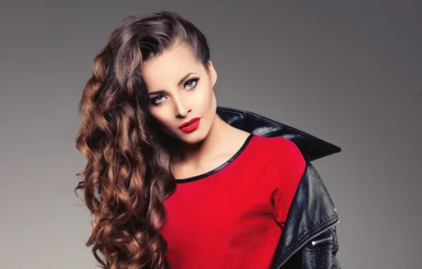 Wallpaper red, model, look, make up for mobile and desktop, section ...