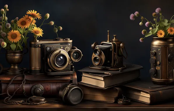 Download wallpaper flowers, the dark background, bouquet, the camera ...