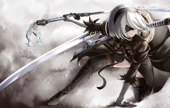 Download wallpaper kawaii, Microsoft, girl, sword, game, robot, dress ...