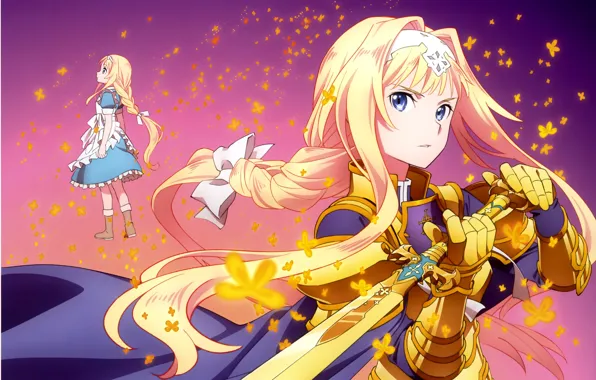 Wallpaper Sword Long Hair Blue Dress Sao Sword Art Online Armor