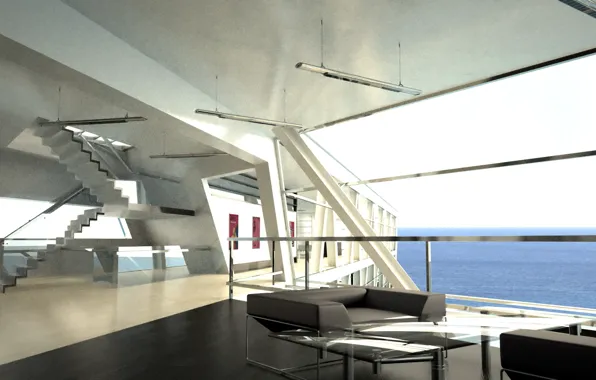 Wallpaper design, style, the ocean, Villa, interior, living space for ...