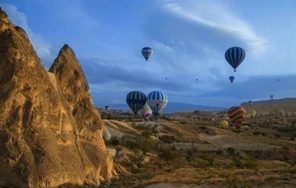 Wallpaper Sky, mountains, hills, Turkey, valley, Cappadocia, travelling ...