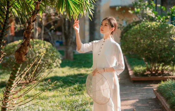 Wallpaper summer, look, girl, nature, pose, makeup, Asian for mobile ...