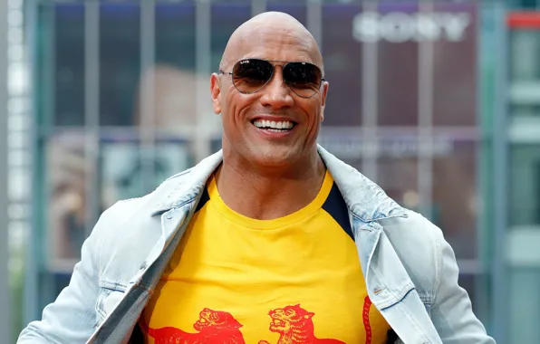 Download wallpaper smile, glasses, actor, Dwayne Johnson, section men ...