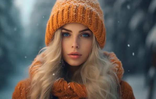 Wallpaper look, girl, face, pose, portrait, AI art, neural network for ...