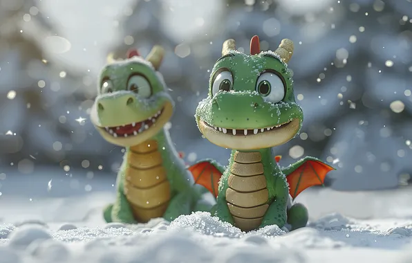 Wallpaper look, pose, dragon, fantasy, cub, face, a couple, dragon for ...