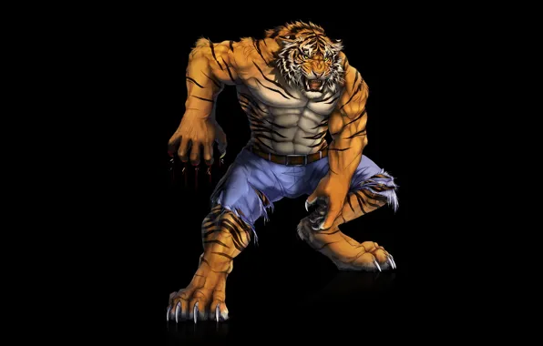 Download wallpaper tiger, predator, muscle, section minimalism in ...