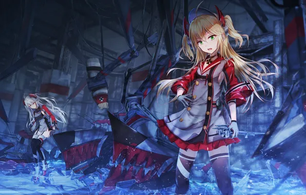 Wallpaper water, girl, weapons, Azur Lane for mobile and desktop ...