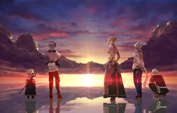 Wallpaper Sunset, The game, final fantasy xiv, Characters for mobile ...