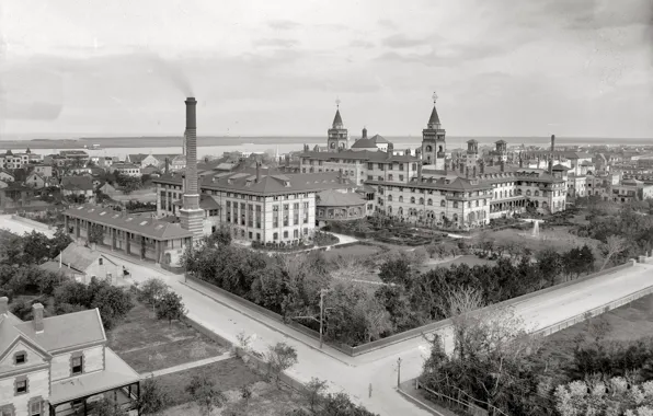 Wallpaper retro, home, FL, panorama, USA, 1890-the year, Ponce-de-Leon ...