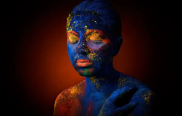 Wallpaper colorful, girl, art, face for mobile and desktop, section ...