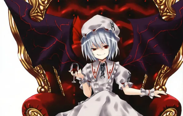 Wallpaper blood, fangs, red eyes, touhou, vampire, Remilia Scarlet ...