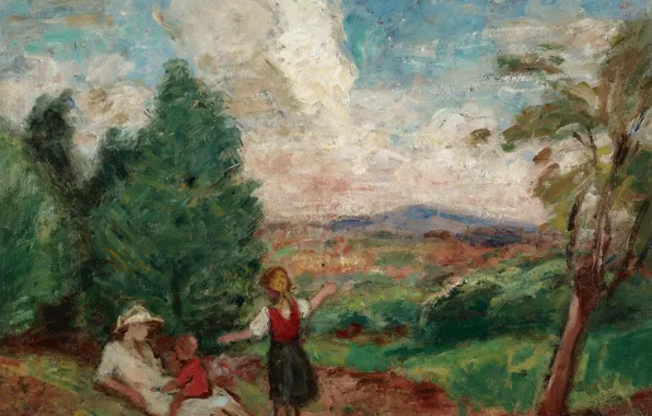 Wallpaper nature, picture, Georges d'espagnat, Mother and Children in ...